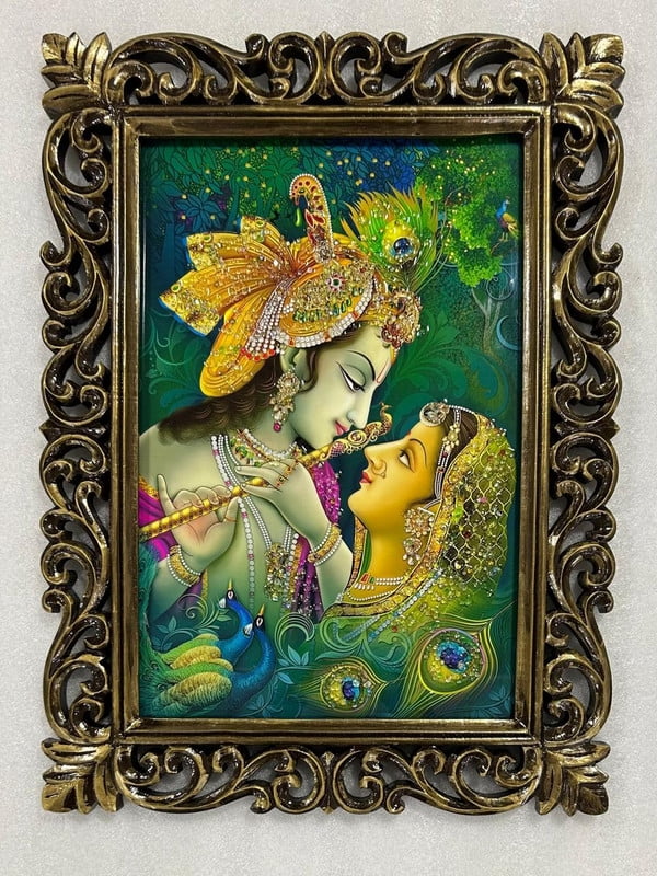 Bm Traders Modern Art Radha Krishna Artistic Crystal Art-Work Laminated ...