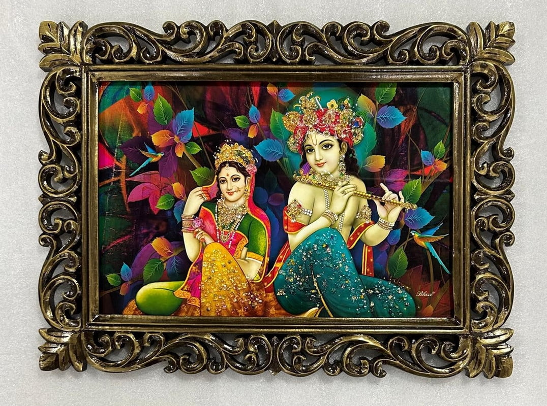 Bm Traders Modern Art Radha Krishna Artistic Crystal Art-Work Laminated ...
