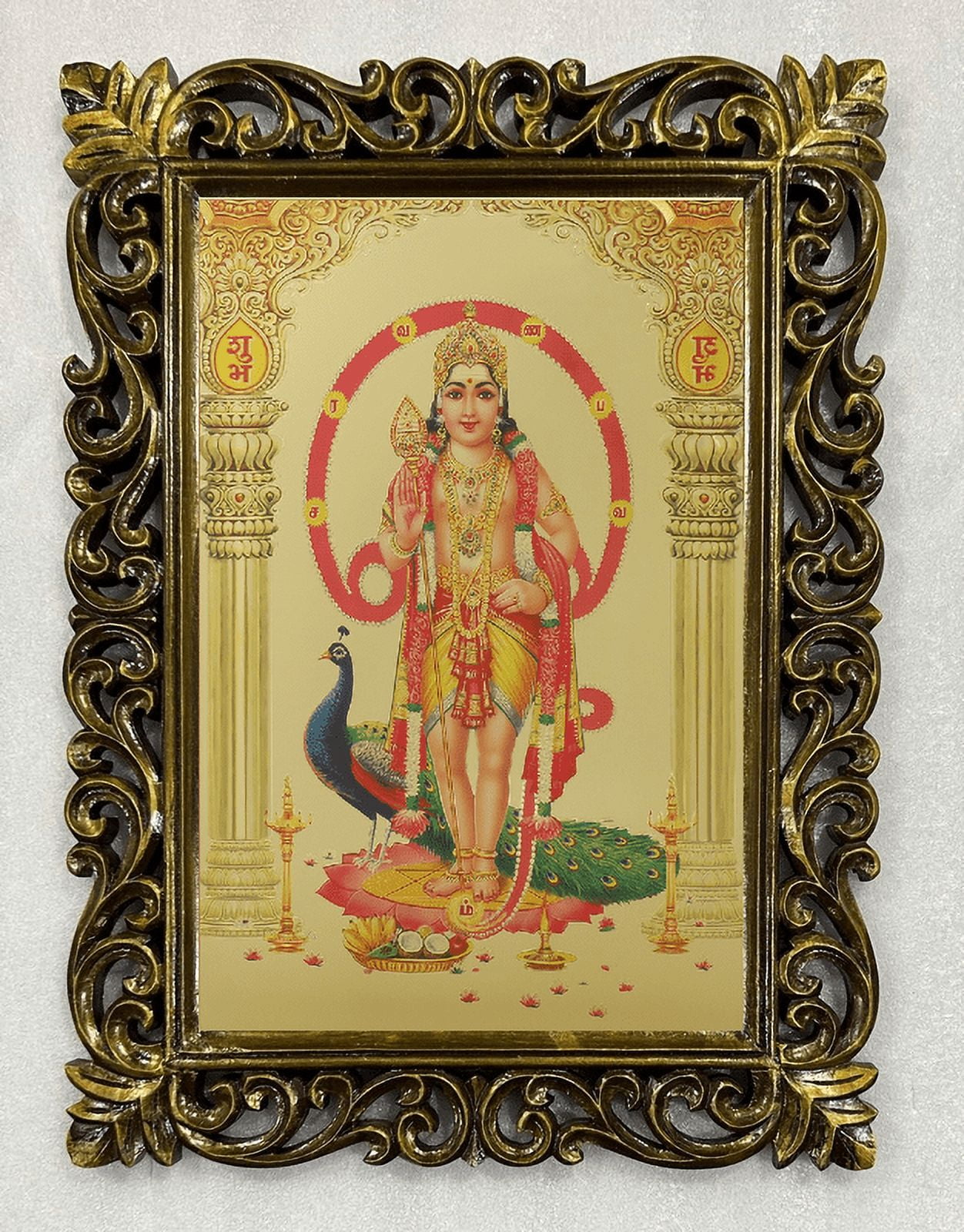 Bm Traders Murugan Swamy Gold Print Photo Design In Carved Wooden Frame ...