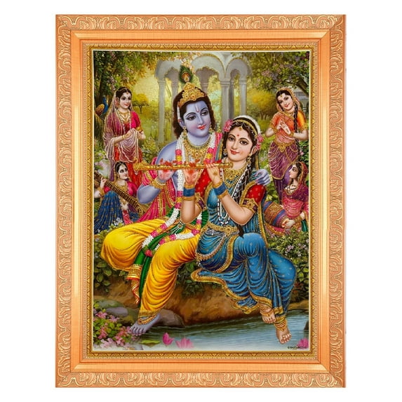 Bm Traders Radha Krishna Beautiful Art Zari Print Photo In Religious ...