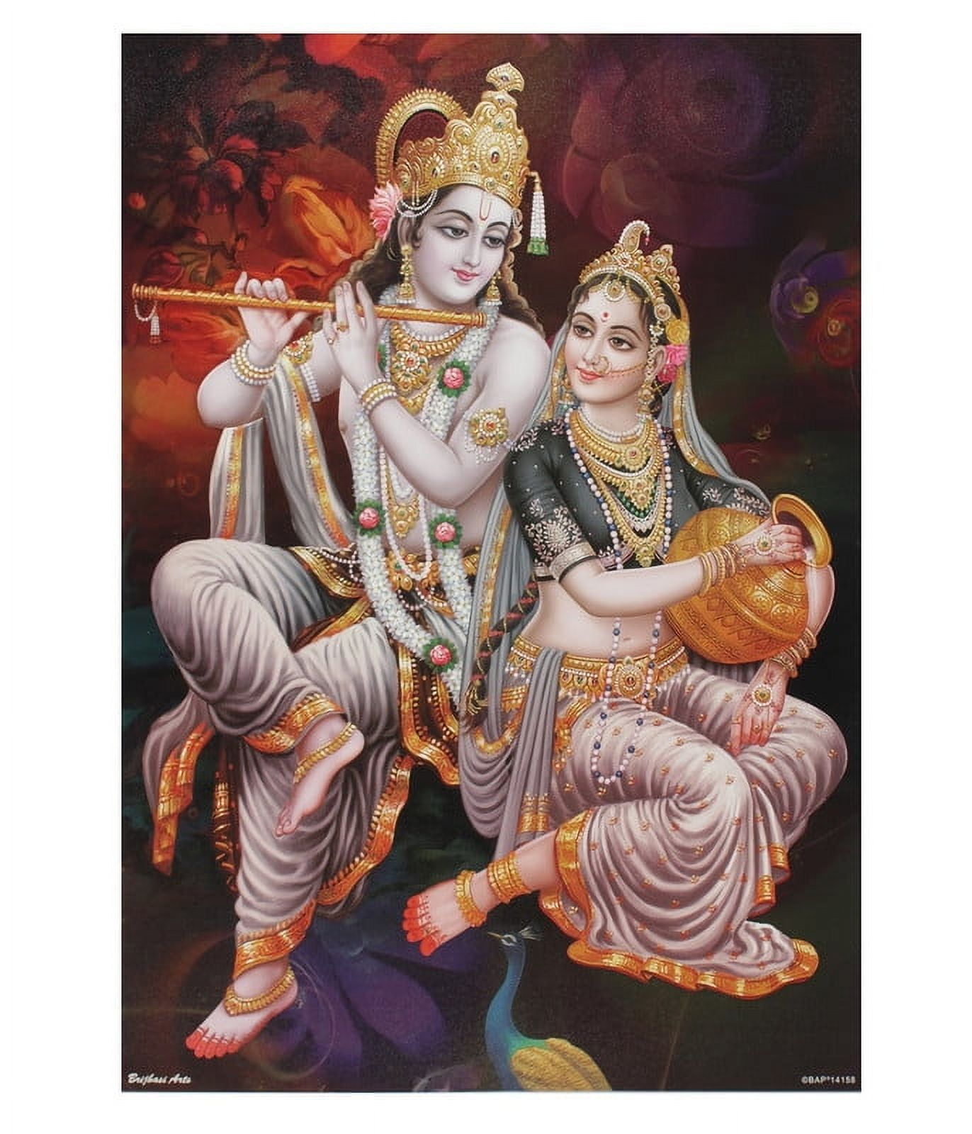 Bm Traders Radha With Krishna Bhagwan Wall Poster Print Without Frame ...