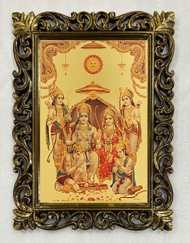 Bm Traders Ram Sabha Gold Print Photo Design In Carved Wooden Frame ...