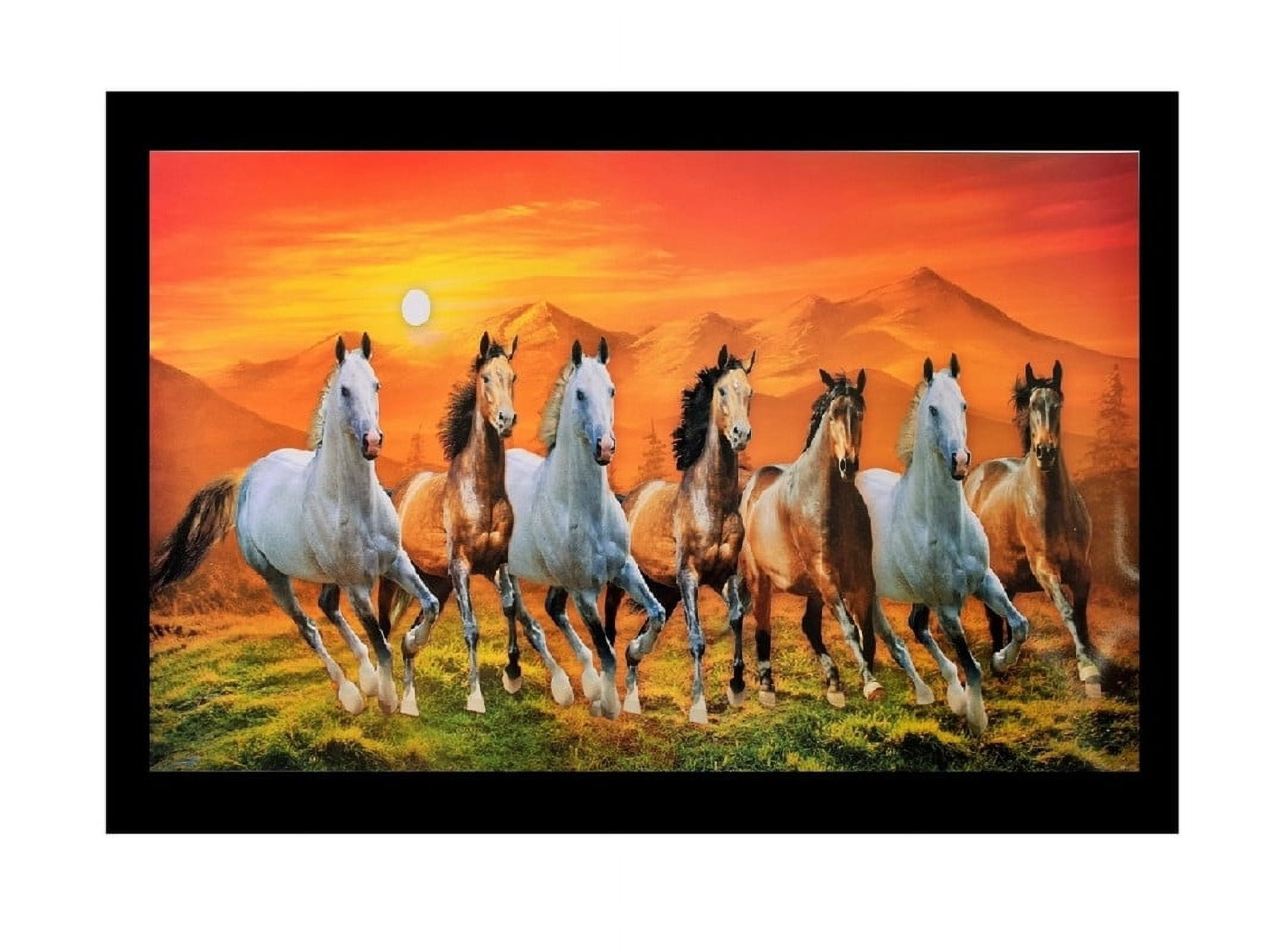 Bm Traders Seven Running Horses Wall Sticker Poster Print Without Frame ...