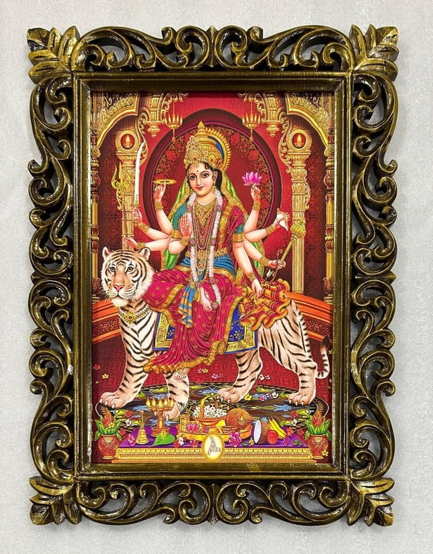 Bm Traders Sherawali Maa Durga Gold Artwork Print Photo Design In ...