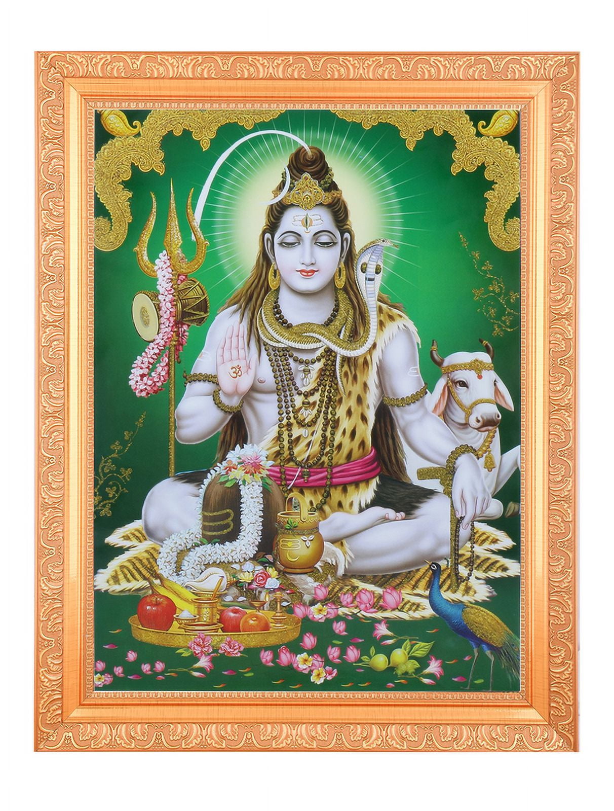 Bm Traders Shiv Bhagwan Zari Print Photo In Religious Frame (14 X 18 ...