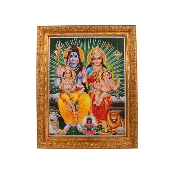 Bm Traders Shiv Parvar Vintage Design Zari Print Photo In Religious ...