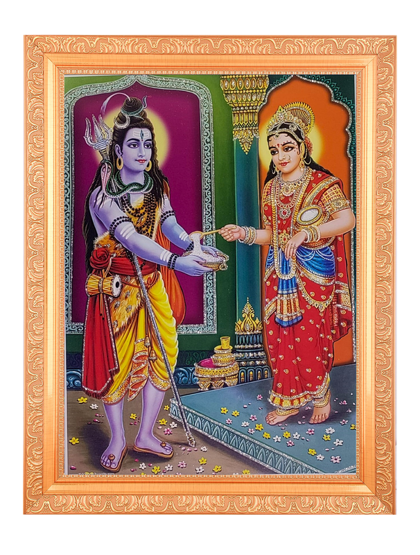 Bm Traders Shivji With Maa Annapurna Zari Print Photo In Religious ...