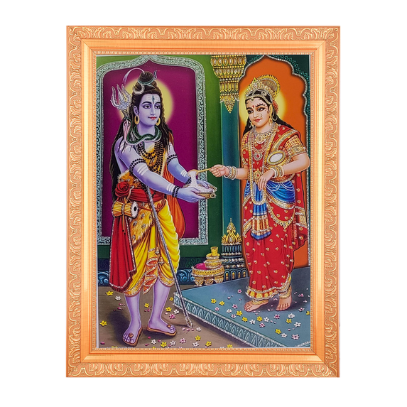 Bm Traders Shivji With Maa Annapurna Zari Print Photo In Religious ...