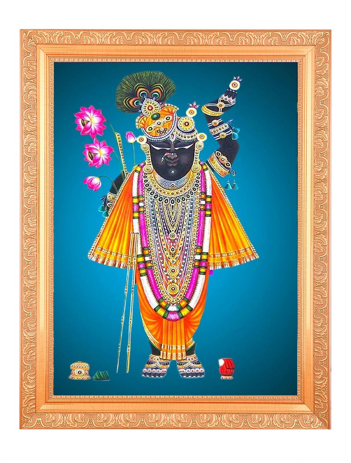 Bm Traders Shreenathji Digital Print Photo In Golden Artwork Frame (11 ...
