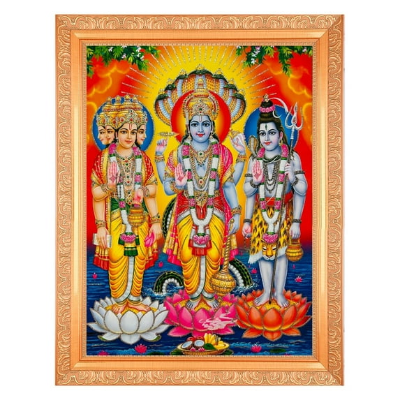 Bm Traders Trimurthi- Lord Brahma, Lord Vishnu and Lord Shiva Zari ...