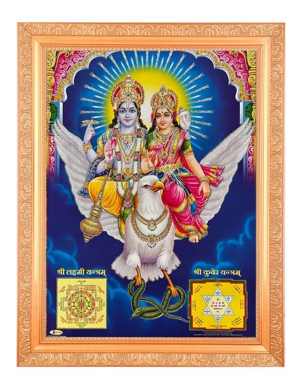 Bm Traders Vishnu Lakshmi With Yantras Zari Print Photo In Religious ...