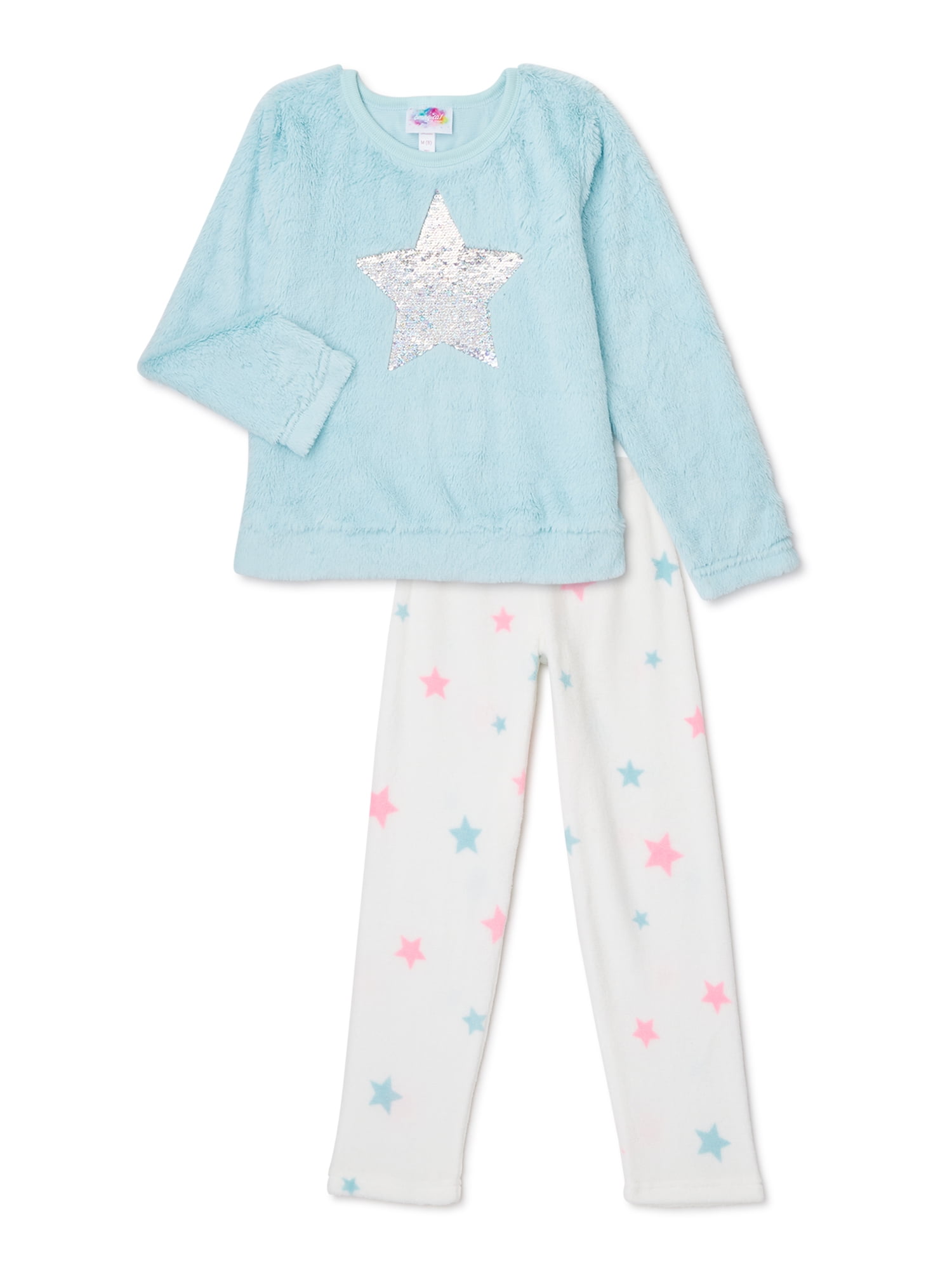 Bmagical Girls Long Sleeve Fluffy Sequin Top & Super Soft Plush Pants ...