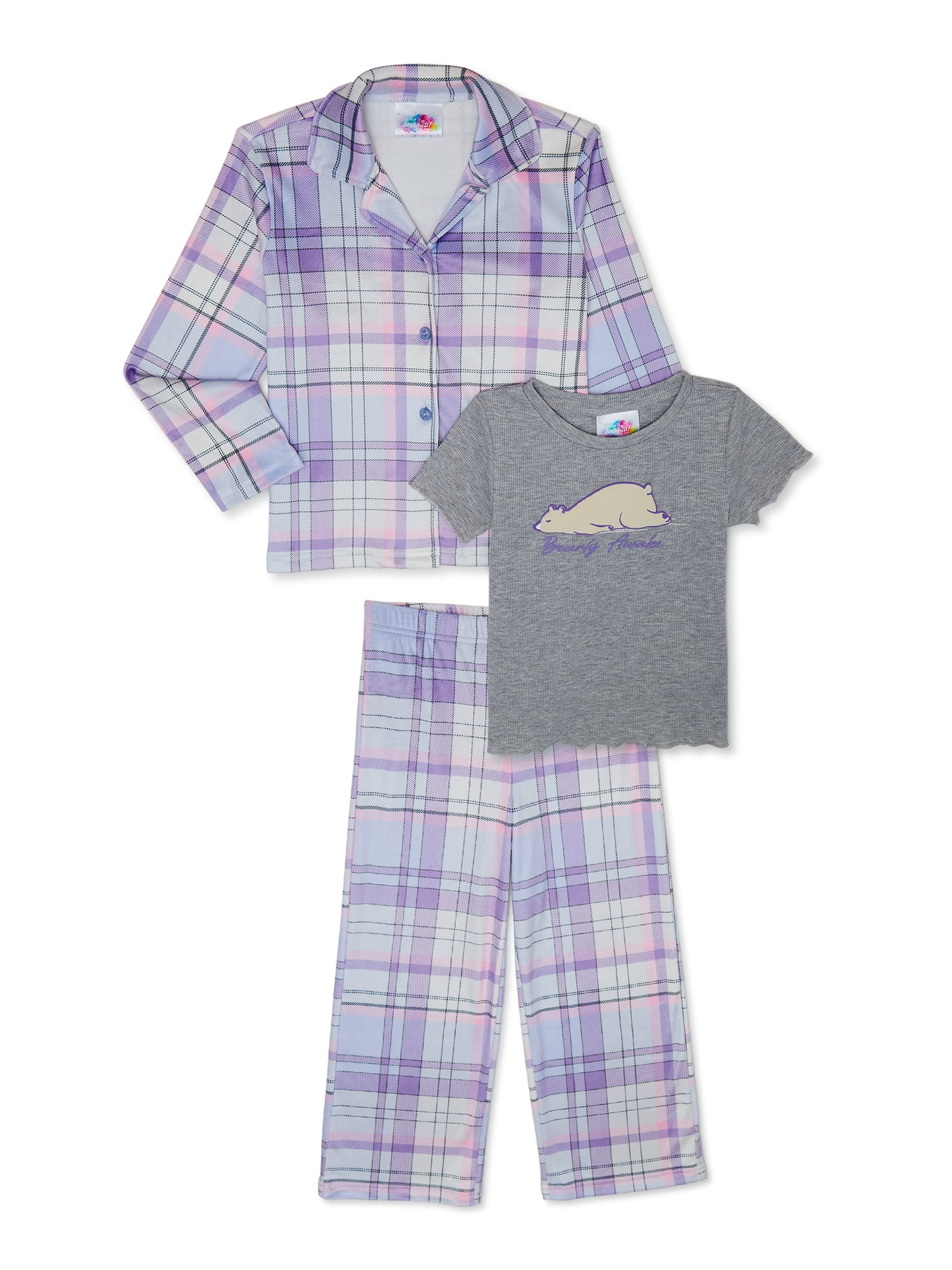 Bmagical Girls Long Sleeve Notch Collar Top, Short Sleeve Top and Pant ...