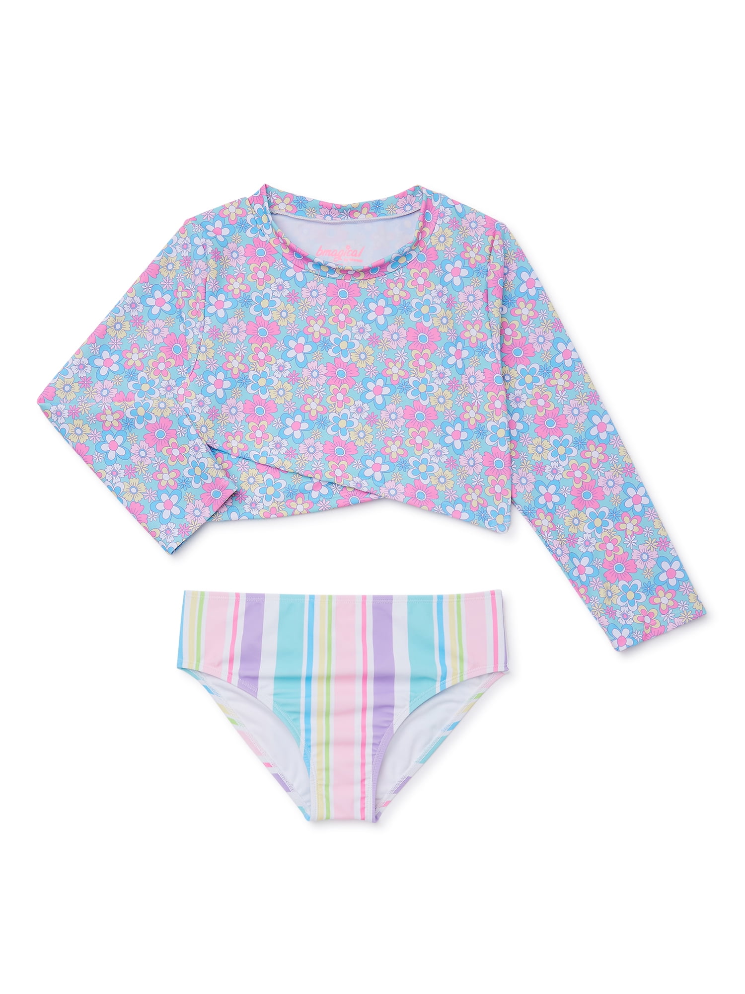 Bmagical Girls Long Sleeve Rashguard and Swim Bottom Set, 2-Piece ...