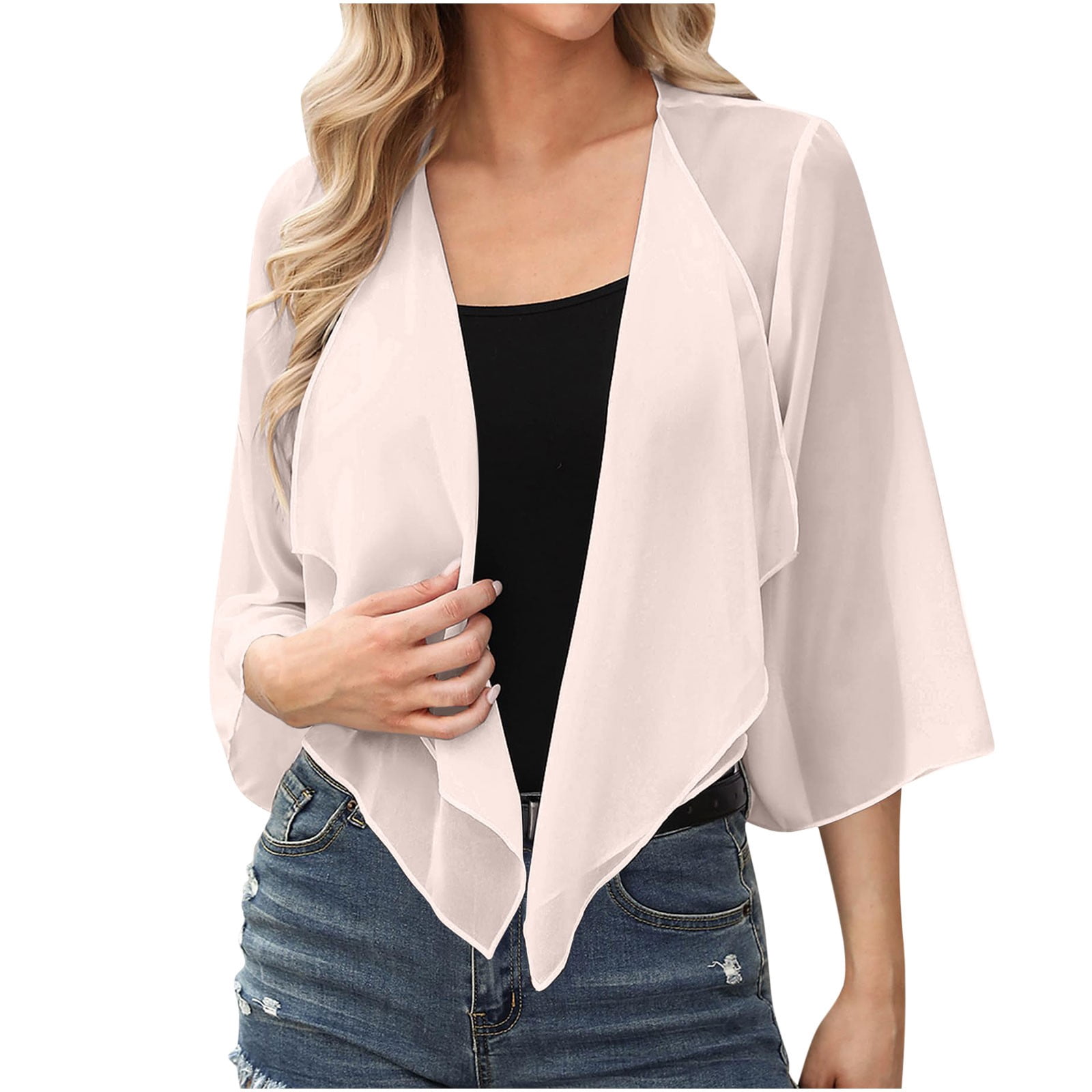 Bmawag Cropped Cardigan for Women Lightweight Solid Color Casual Loose ...