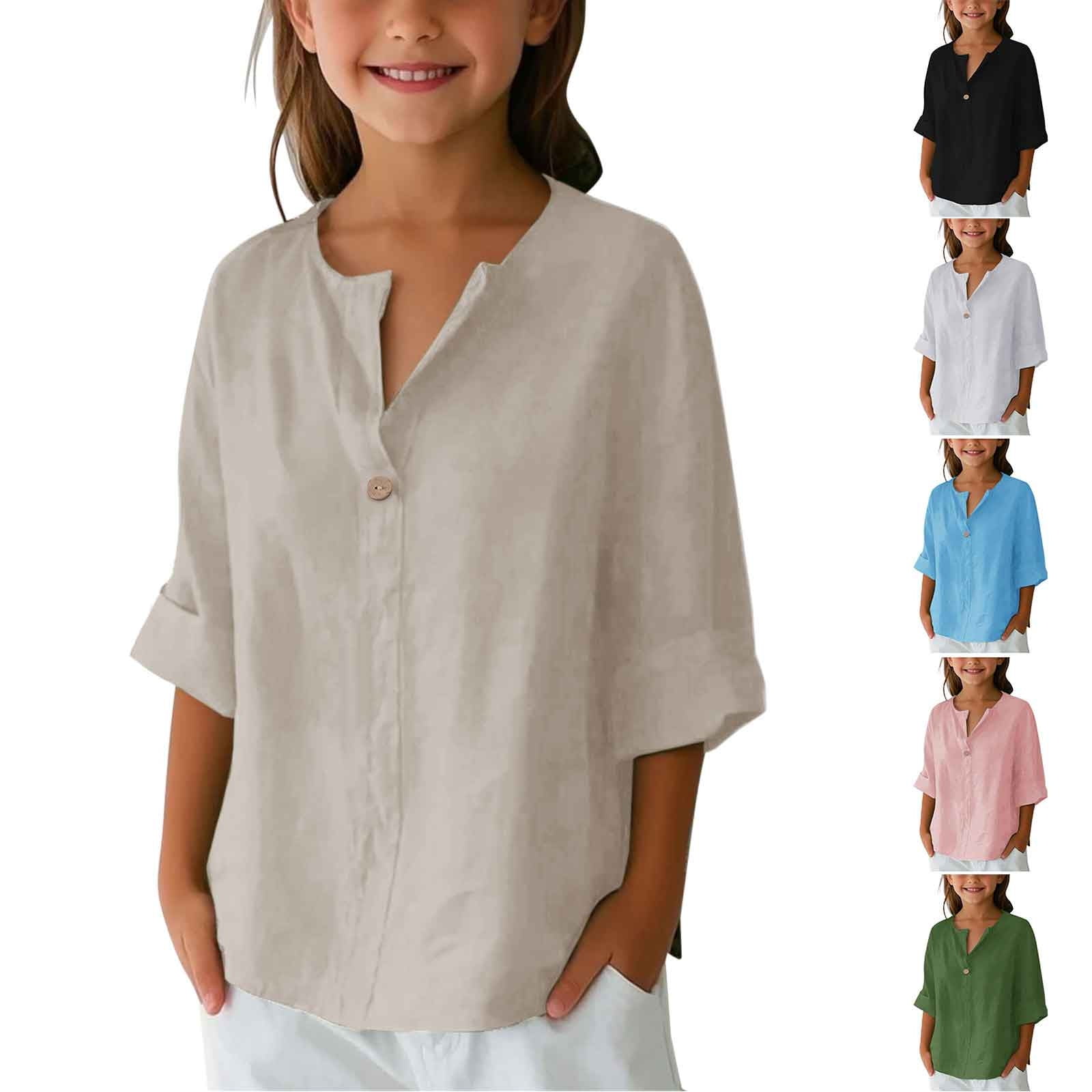 Girls Lightweight Shirts 5-14 Years Kids Tween Casual Leisure Tops ...