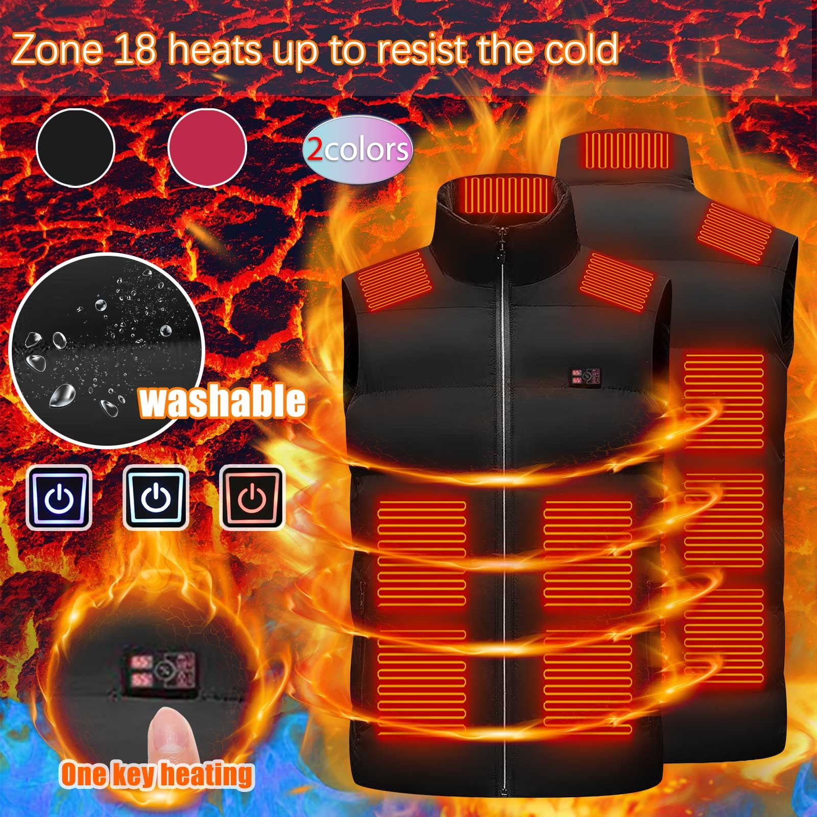 Bmawag Heated Vest 18 Heating Zones Plus Size Lightweight Unisex Heated ...