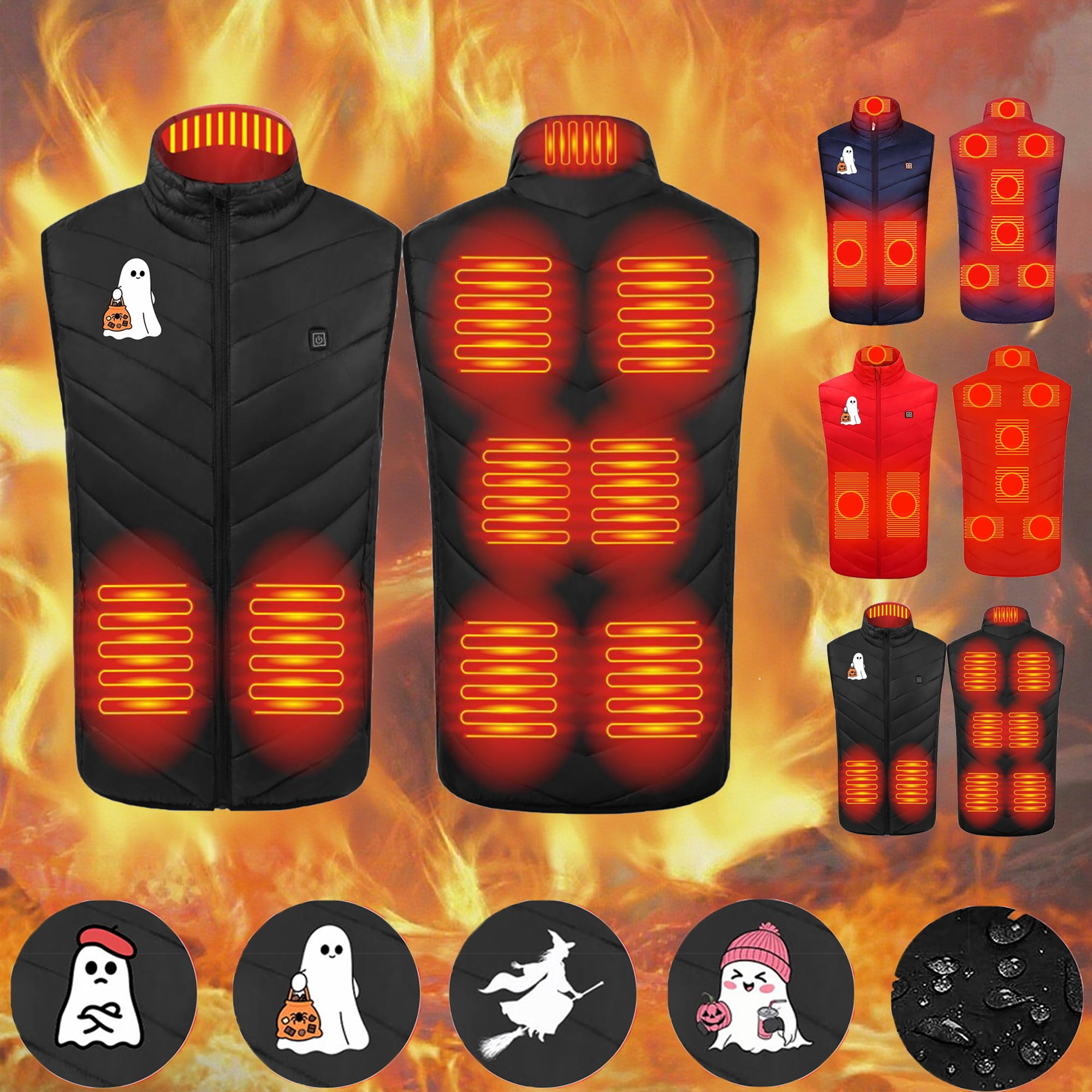 Bmawag Heated Vest 9 Heating Zones Plus Size Lightweight Unisex Heated ...
