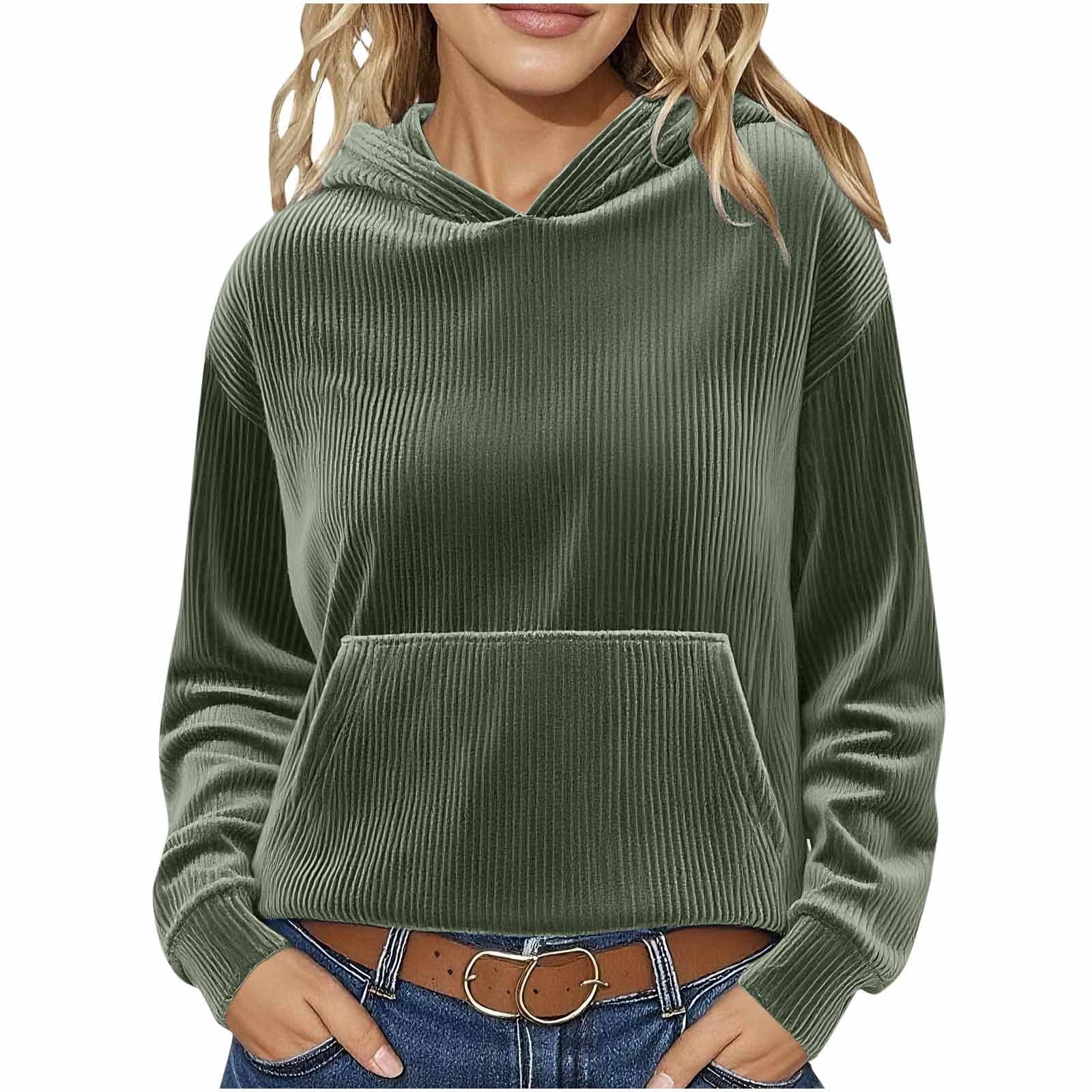 Bmawag Ladies Tops and Blouses Long Sleeve Hooded Solid Color Plus Size ...