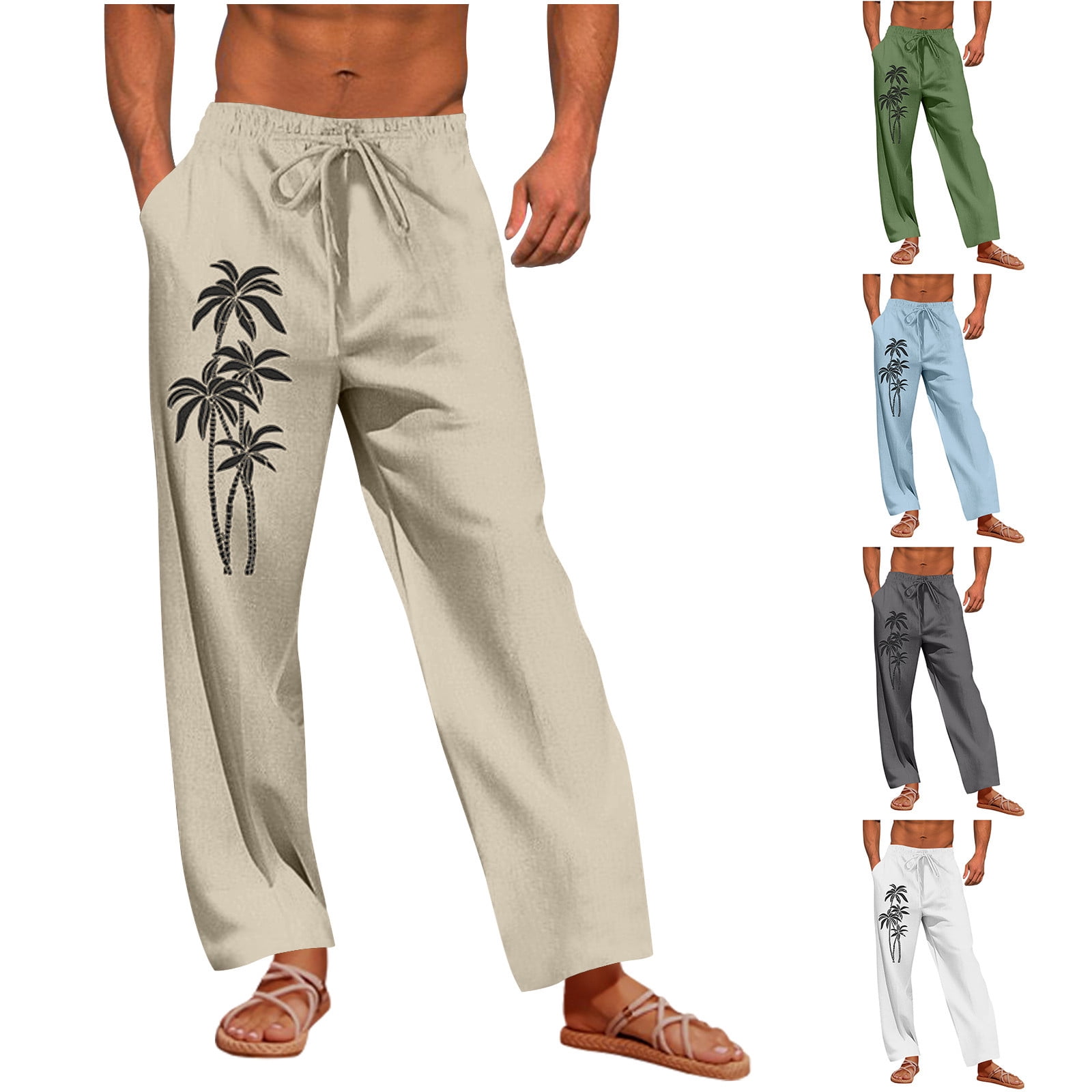 Bmawag Mens Casual Long pants Casual Loose Fit Solid Color Trousers Men ...