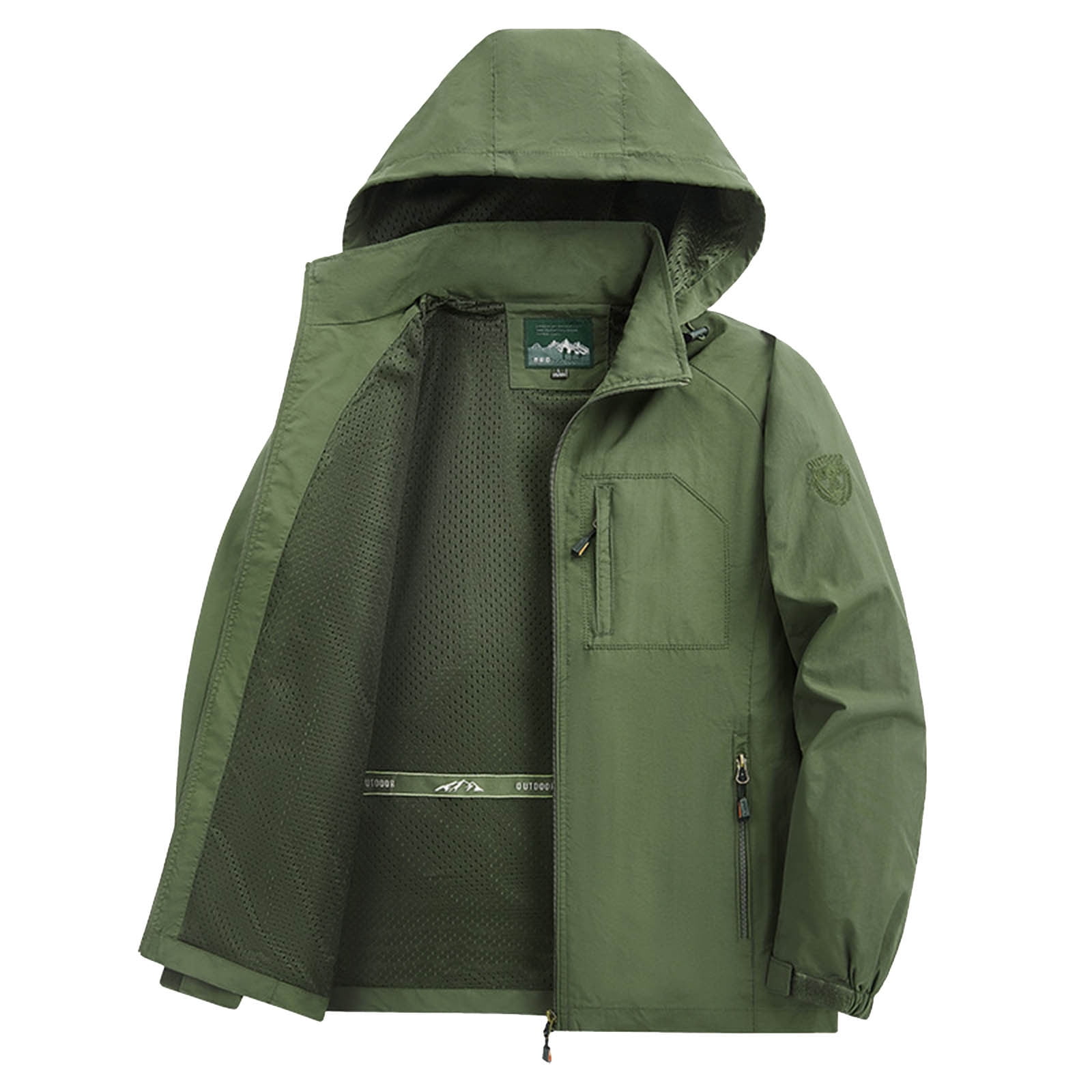 Bmawag Mens Outdoor Jacket with Hoodies Waterproof Windproof Big and ...