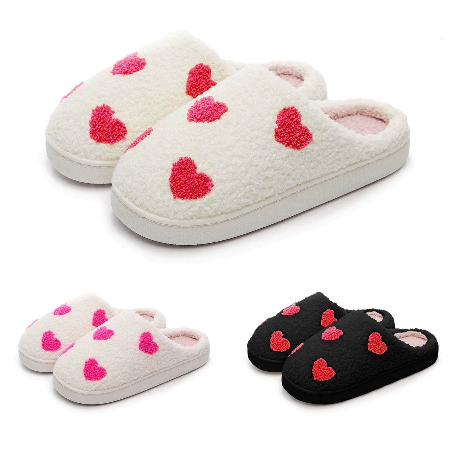 Bmawag Valentine's Day Womens Slippers Round Toe Flat Heels House ...