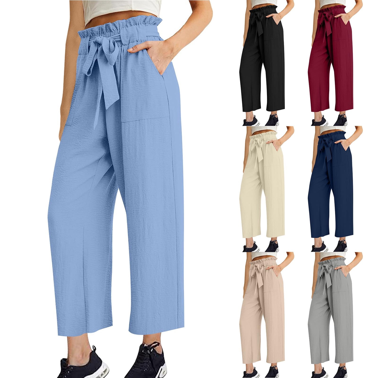 Bmawag Wide Leg Trousers Women with Pockets Plus Size Workout Hiking ...