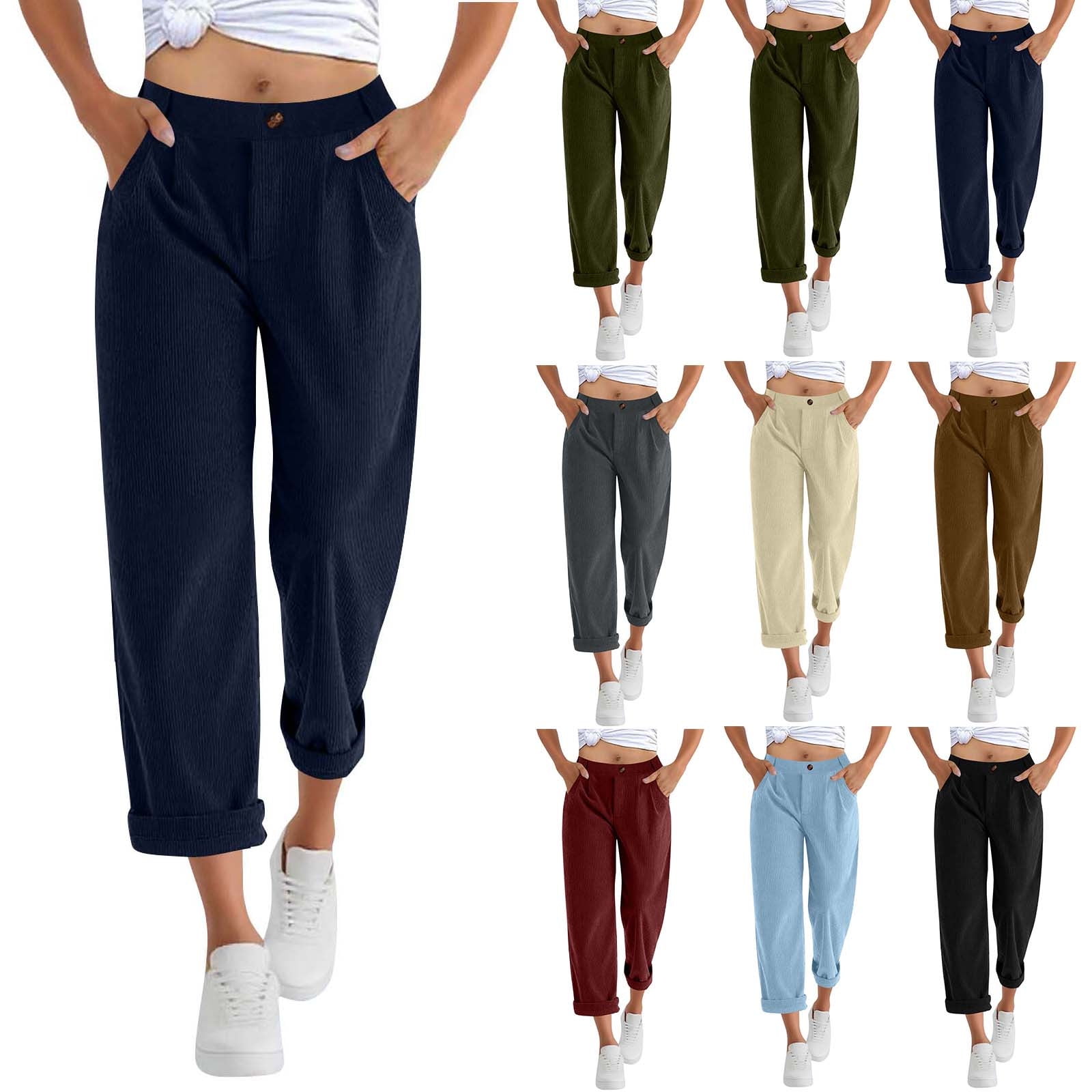 Bmawag Wide Leg Trousers Women with Side Pockets Plus Size Athletic ...