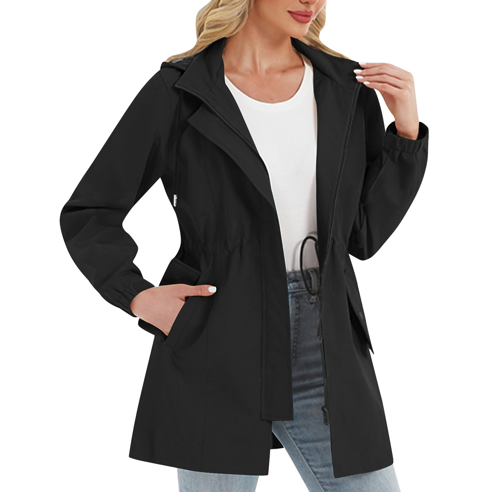 Bmawag Women Water-Resistant Waterproof Jackets Women's Detachable Hood ...