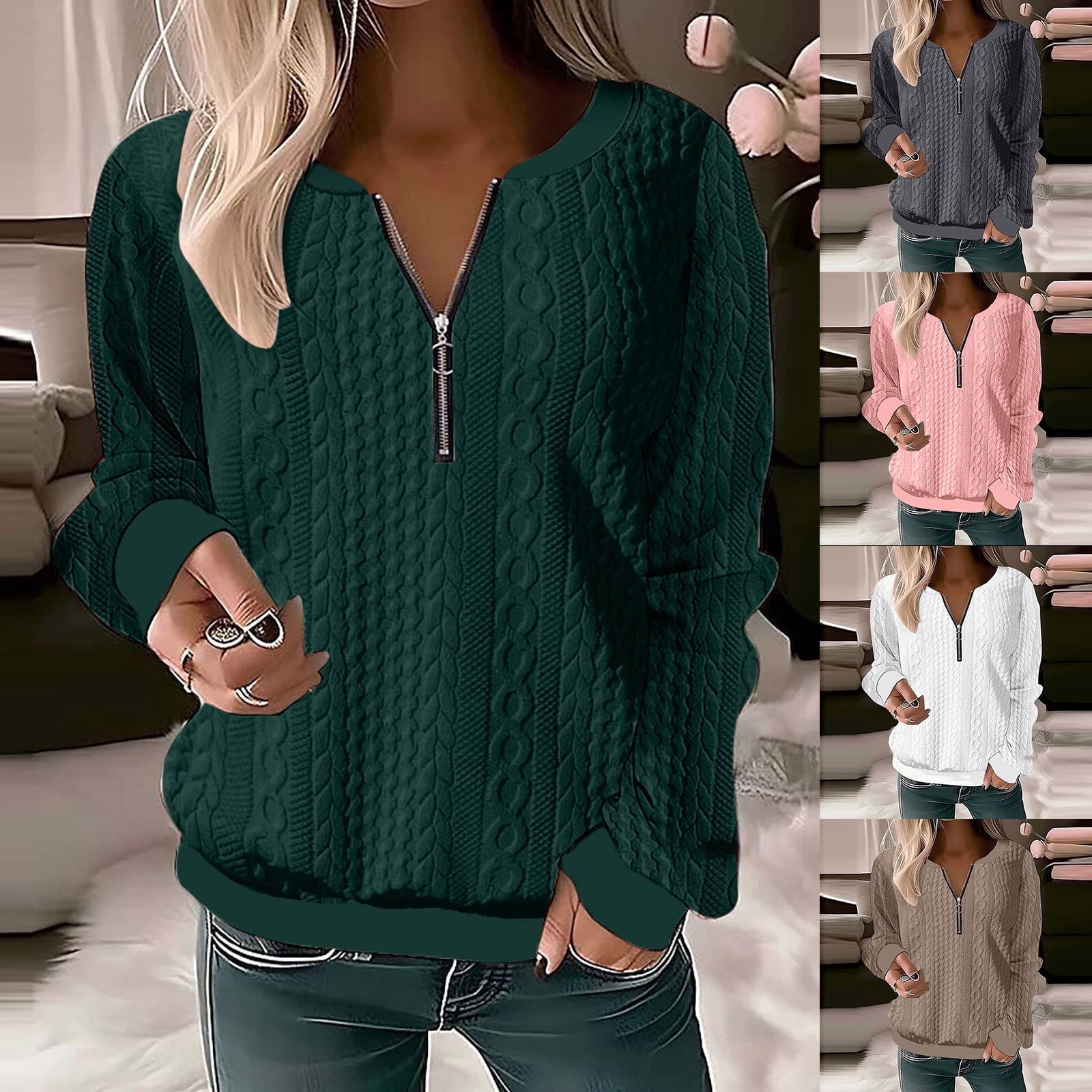 Bmawag Women's Blouses Plus Size Long Sleeve V-Neck Solid Color ...