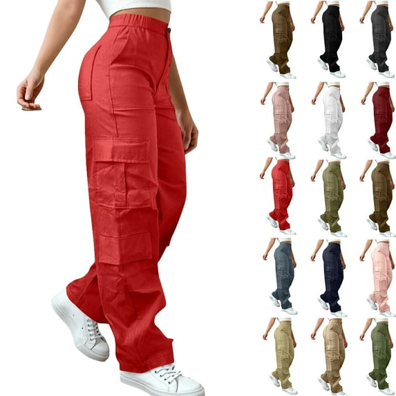 Bmawag Womens Trousers with Pockets Plus Size Leisure Sport Yoga Pants ...