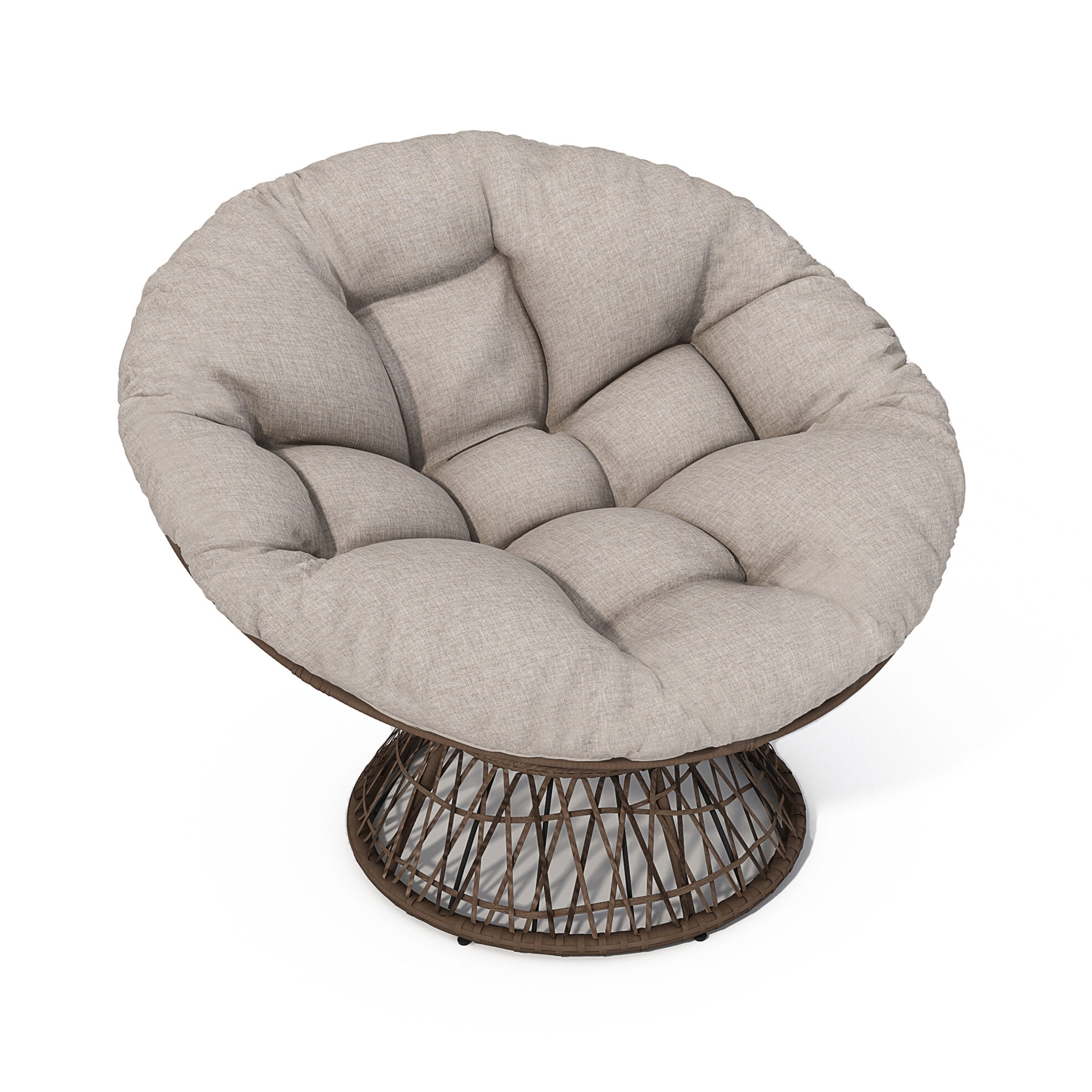 Bme 40" Ergonomic Wicker Papasan Chair with Soft Thick Density Fabric ...