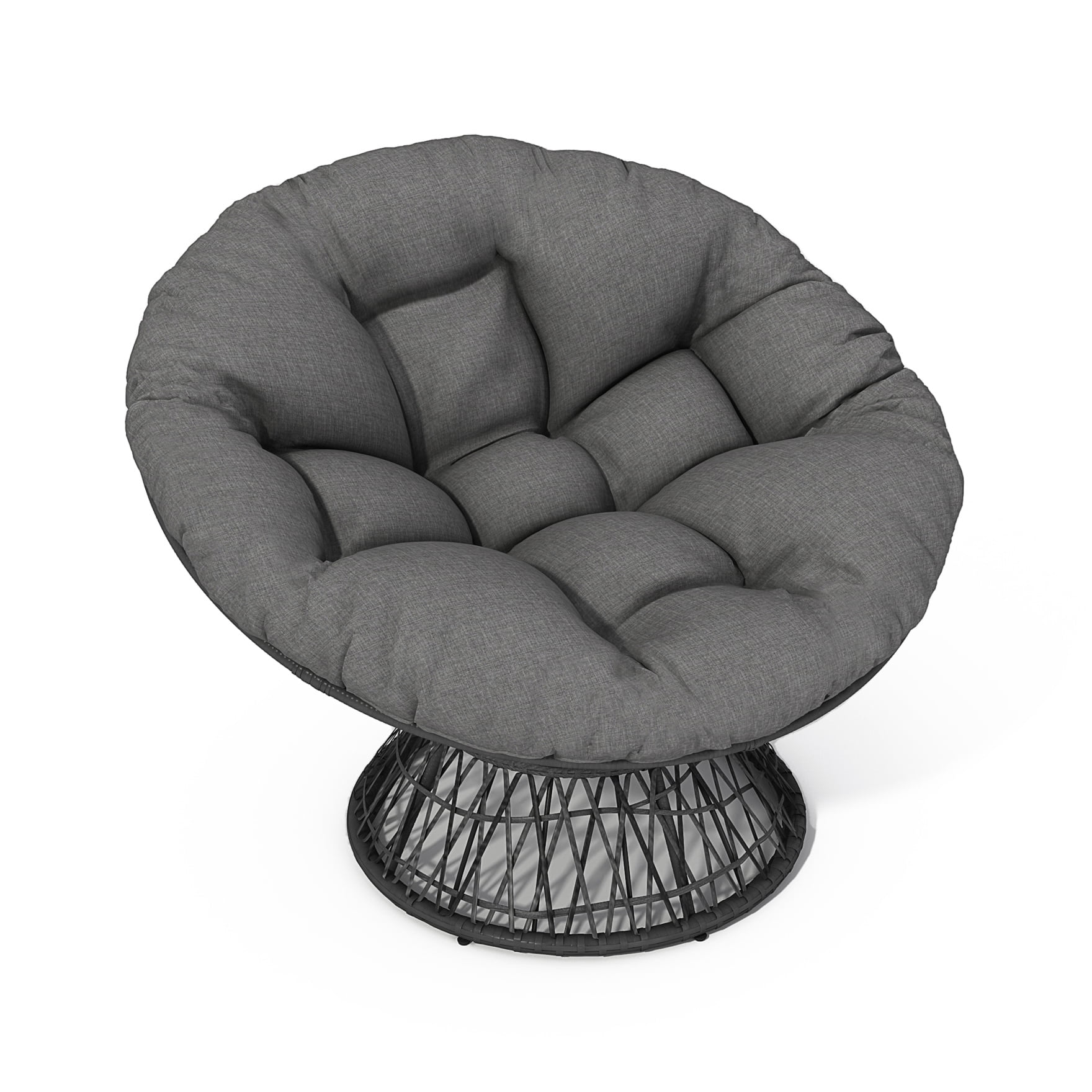 Bme 40" Ergonomic Wicker Papasan Chair with Soft Thick Density Fabric ...