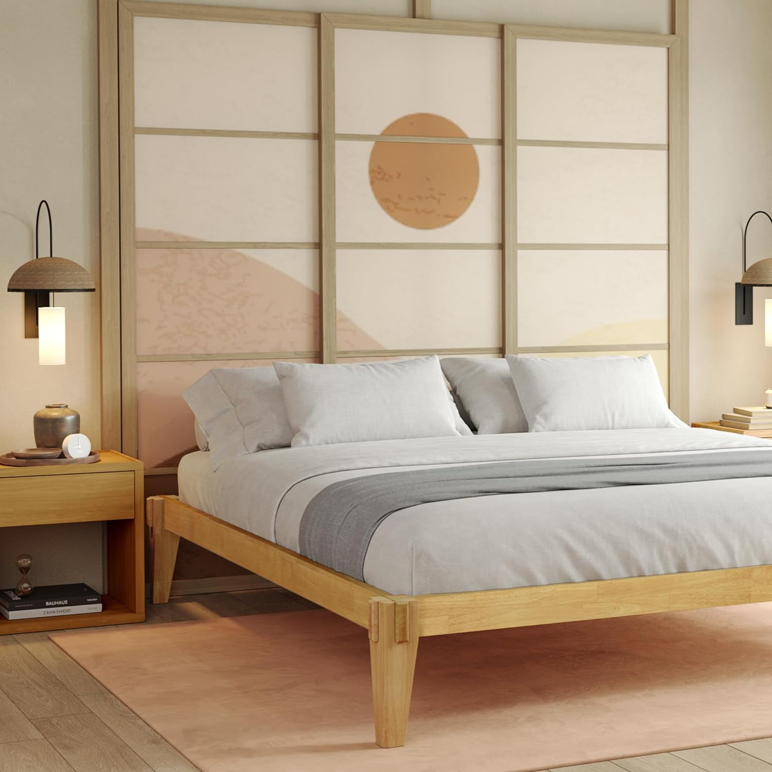 Bme Chalipa 14” Solid Wood Bed Frames - Wood Platform Bed Frame ...