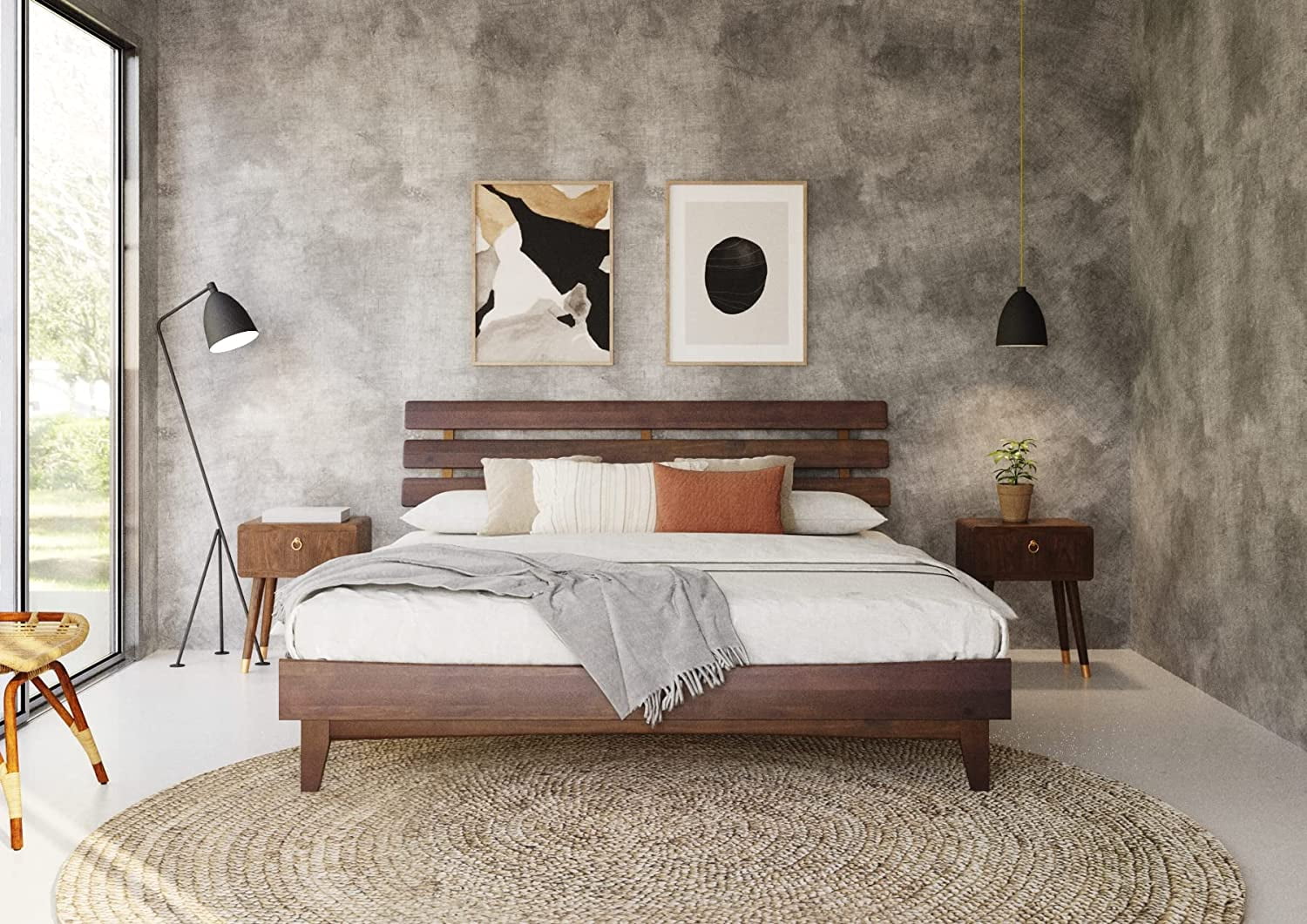 Bme King Size | Caden Deluxe Wooden Bed Frame with Adjustable Headboard ...