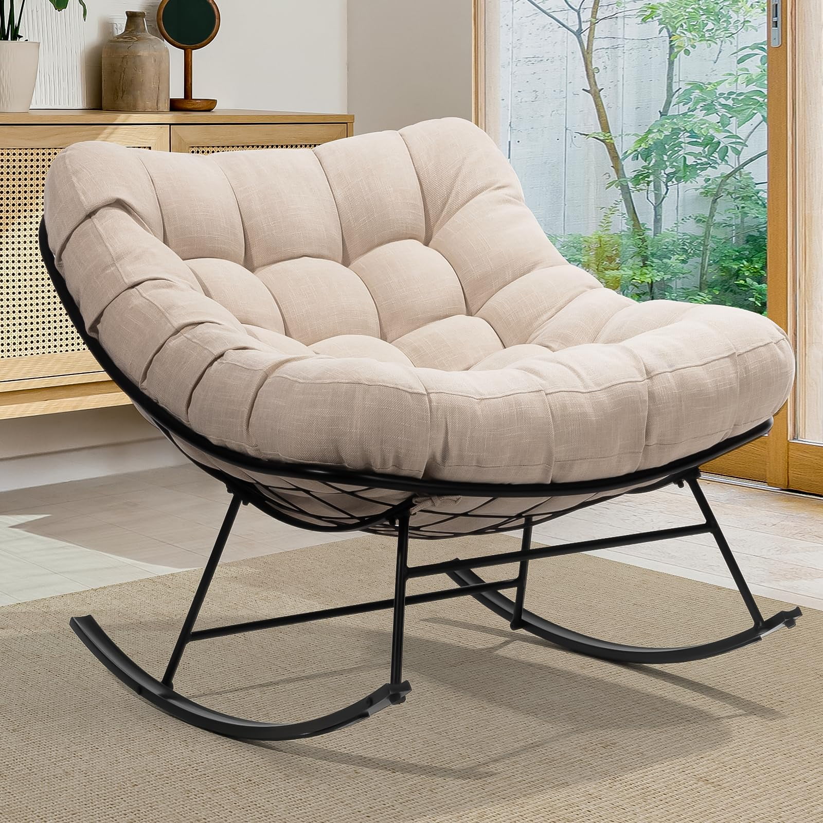 Patio Rocking Chair Outdoor & Indoor, Metal Patio Lounge Rocking Chair ...