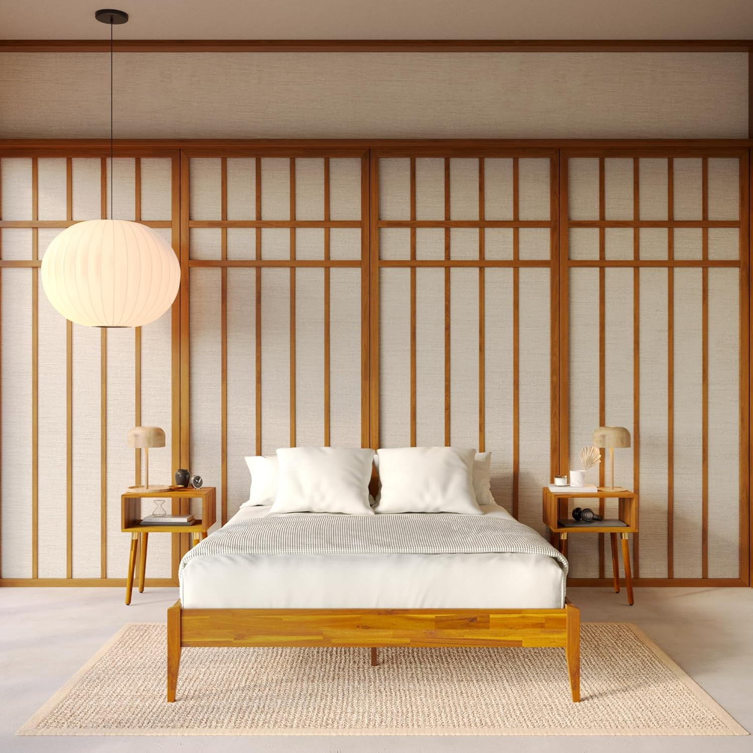 Bme Dinkee Queen Bed Frame Wood 15 Inch - Solid Wood Platform Bed Frame - Japanese Joinery Bed ...