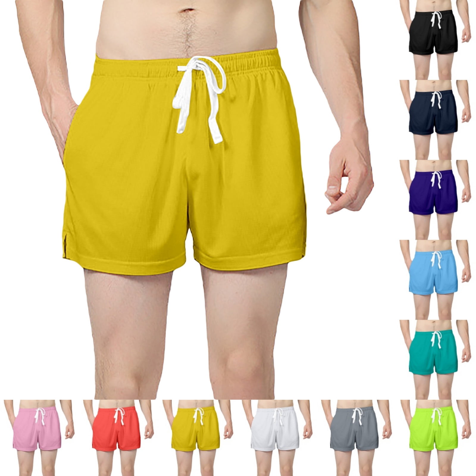 Bmisegm Mens Athletic Shorts Solid Color Casual Breathable Lightweight ...