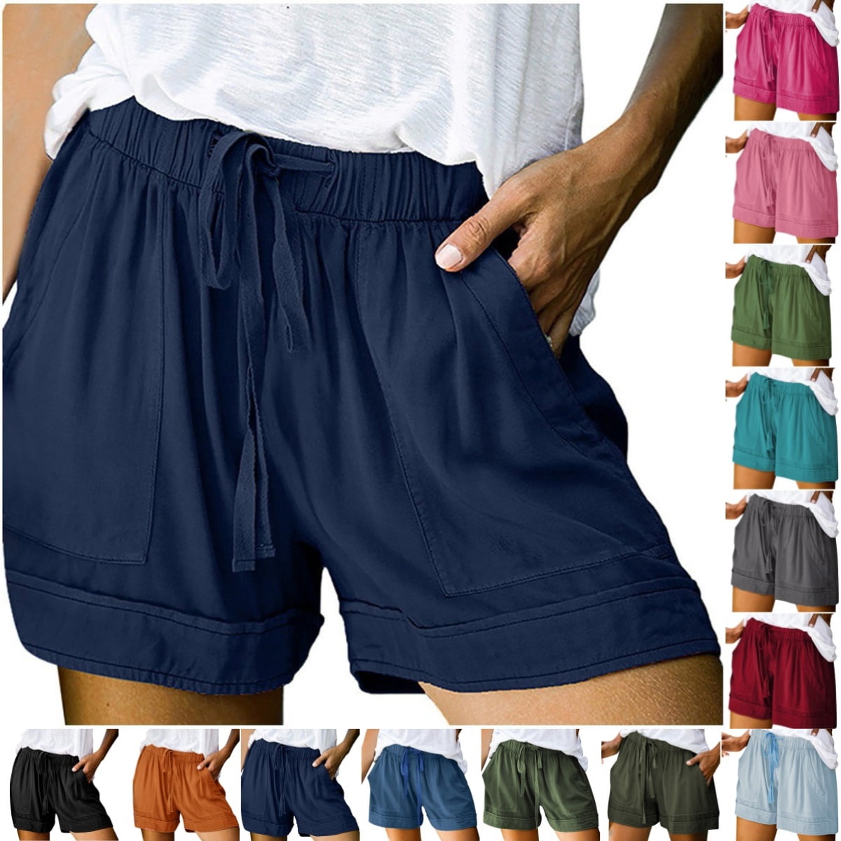Bmisegm Athletic Shorts for Women Loose Fit Plus Size Drawstring ...