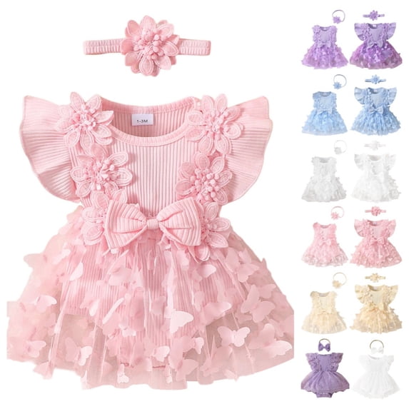 Bmisegm Baby Bodysuit Girls' Mesh Fly Sleeve Crawling Romper for 666 ...