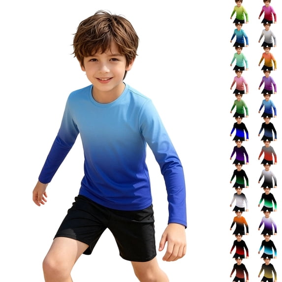 Bmisegm Bathing Suit Top Long Sleeve Rash Guard with Gradient Color and ...