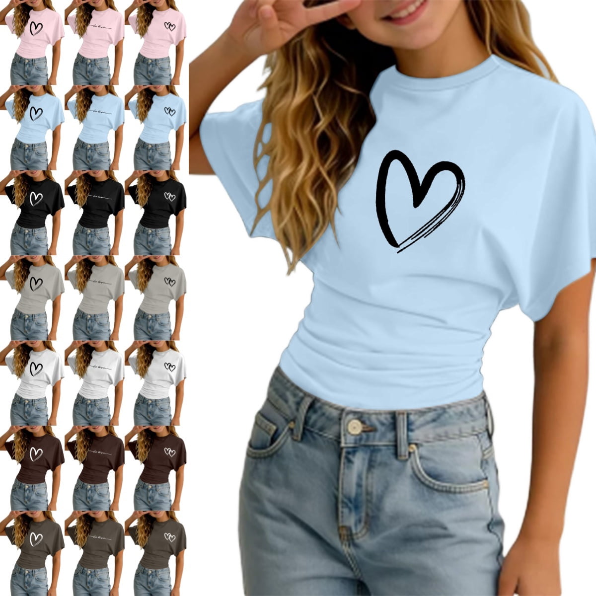 Bmisegm Girls Tops Stylish Graphic Print Casual Top with Waist Tie ...