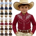Bmisegm Boys Button Down Shirt Western Cowboy Print Casual Soft Blend ...
