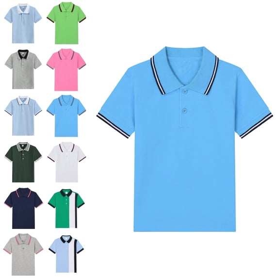Bmisegm Boys Button Up Shirt Short Sleeve Solid Color Loose Fit Soft ...