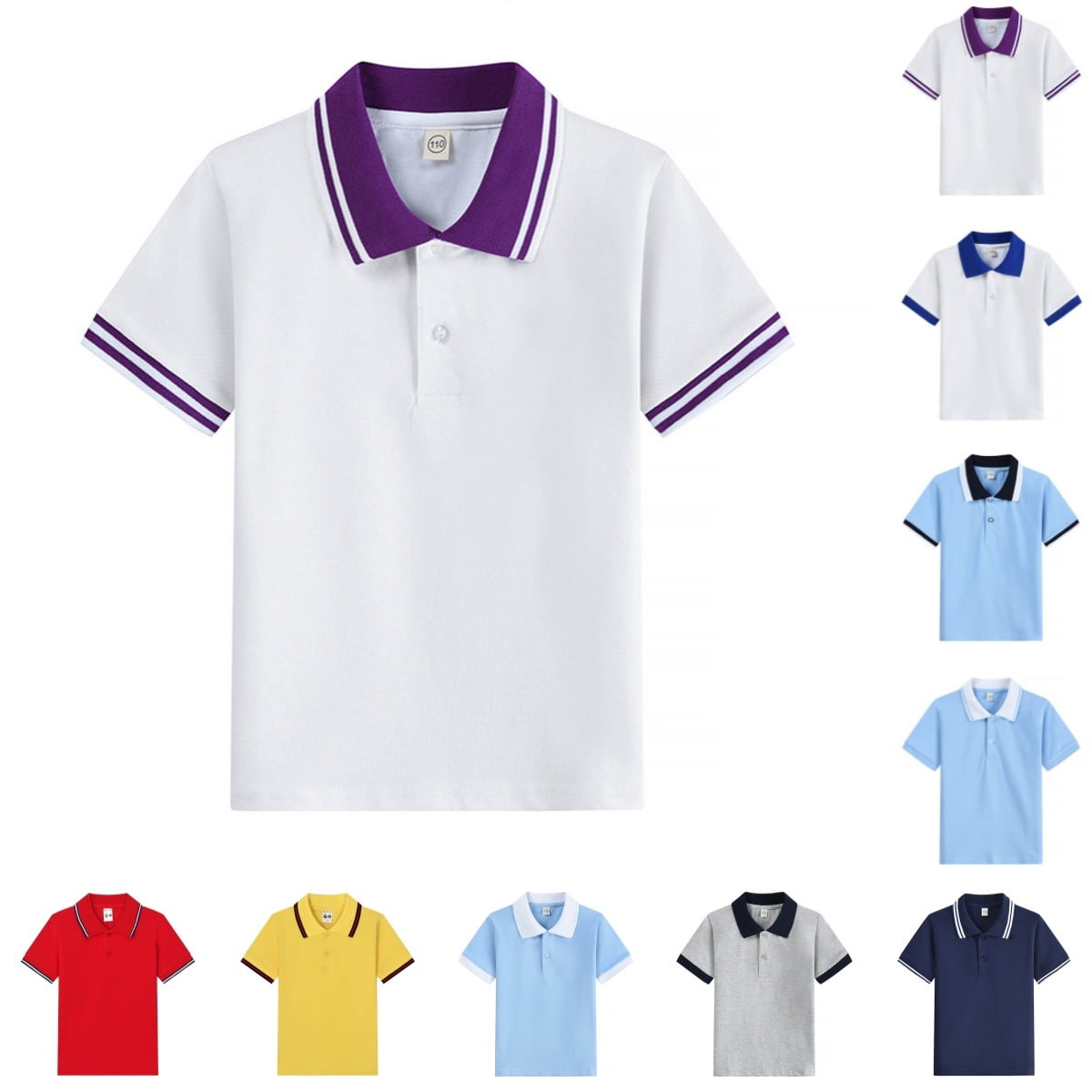 Bmisegm Boys Polo Shirt Short Sleeve Solid Color Casual Top for Kids ...