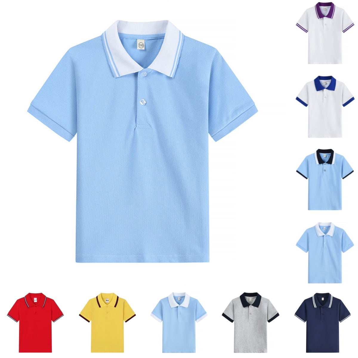 Bmisegm Boys Polo Shirt Short Sleeve Solid Color Casual Top for Kids ...
