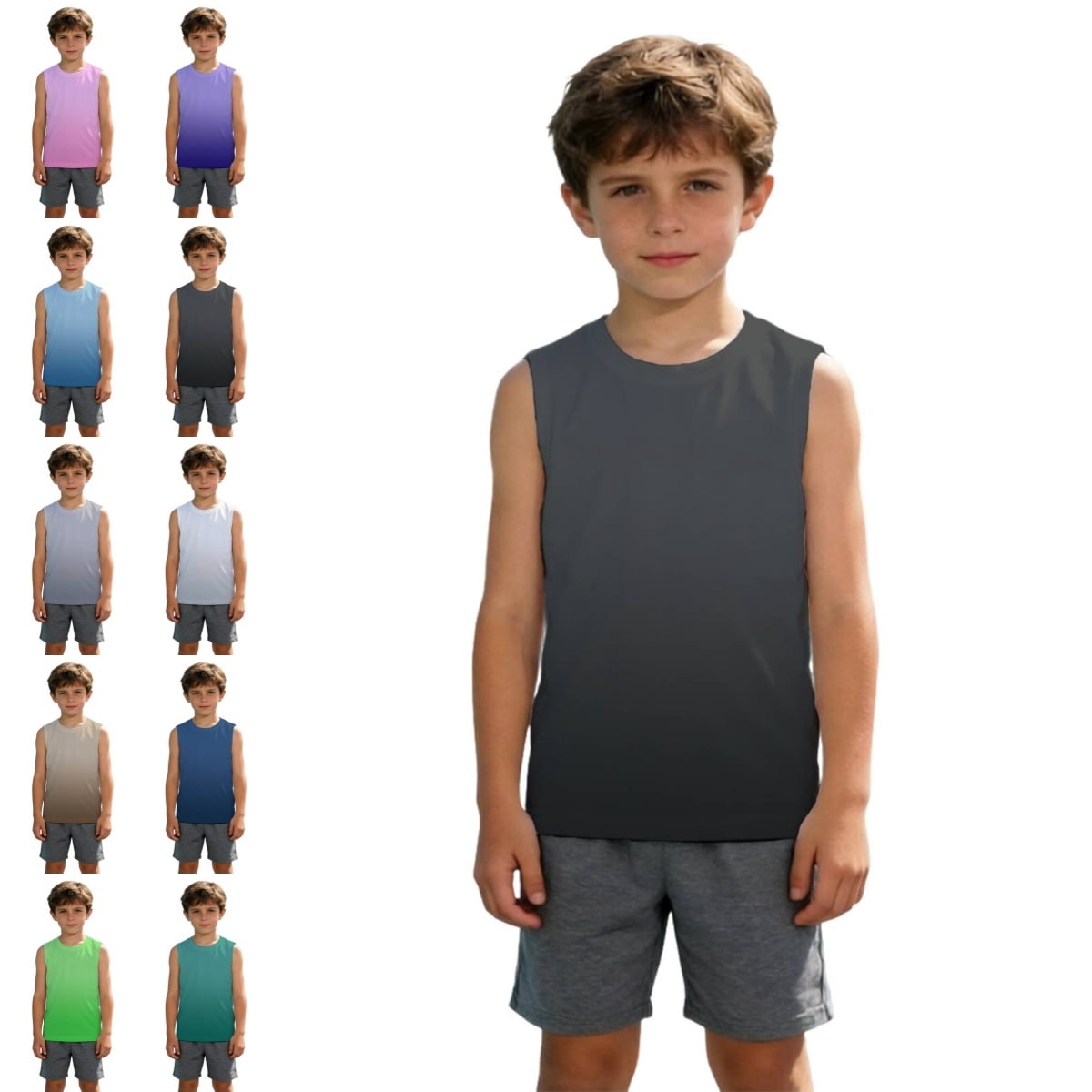 Bmisegm Boys T Shirts Athletic Tank Sleeveless Shirt for Kids Summer ...