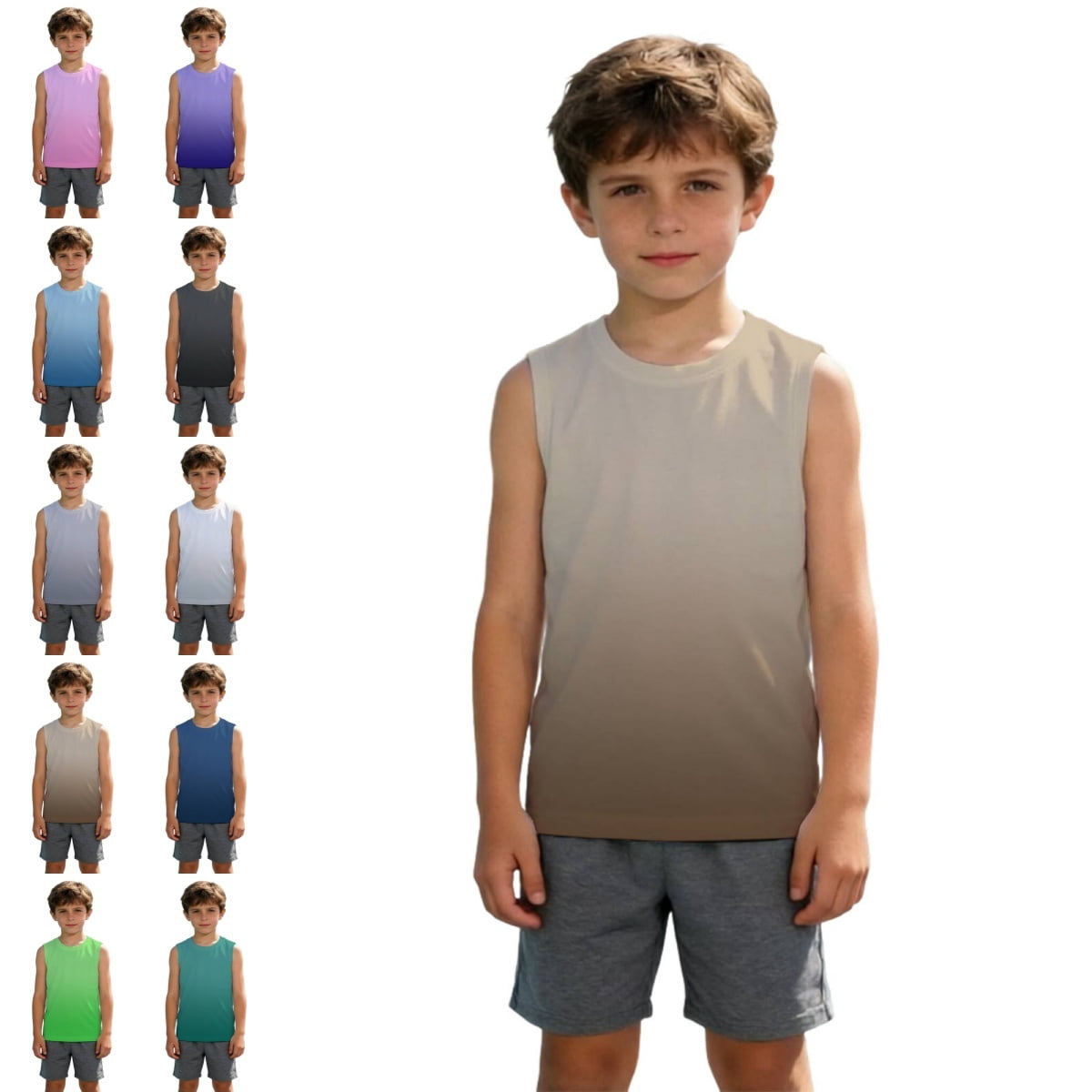 Bmisegm Boys T Shirts Athletic Tank Sleeveless Shirt for Kids Summer ...