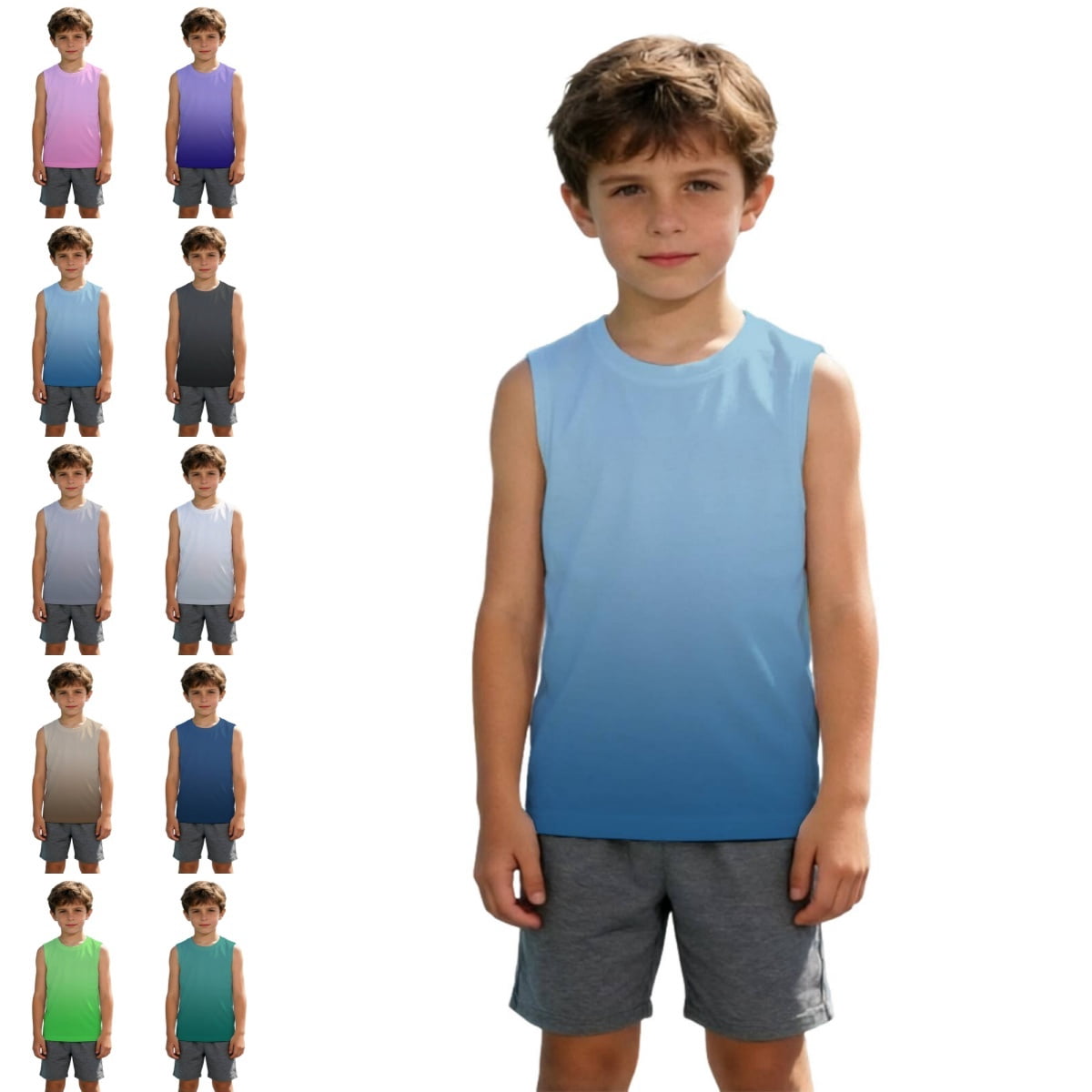 Bmisegm Boys T Shirts Athletic Tank Sleeveless Shirt for Kids Summer ...