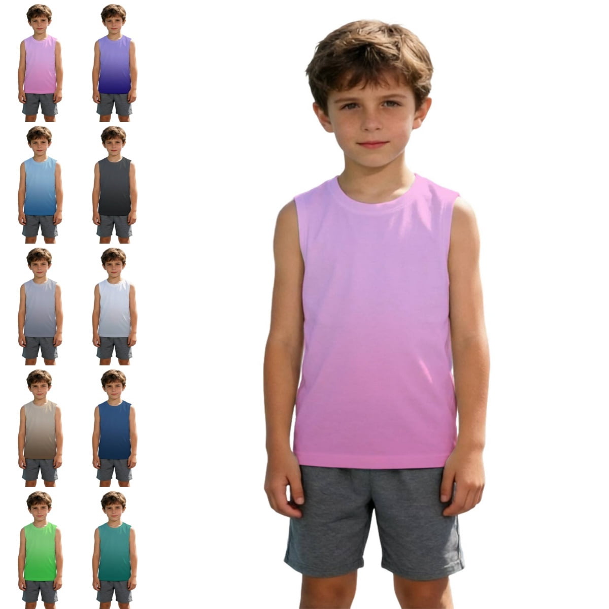 Bmisegm Boys T Shirts Athletic Tank Sleeveless Shirt for Kids Summer ...